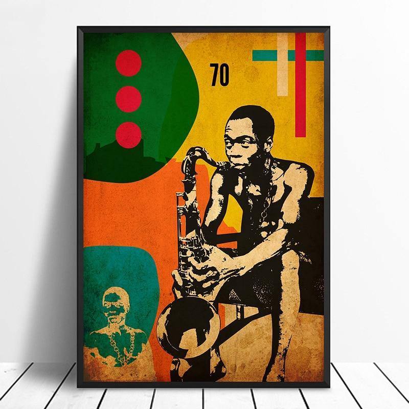 Fela Kuti Portrait | Nigerian Musician & Activist Wall Art on Canvas ...